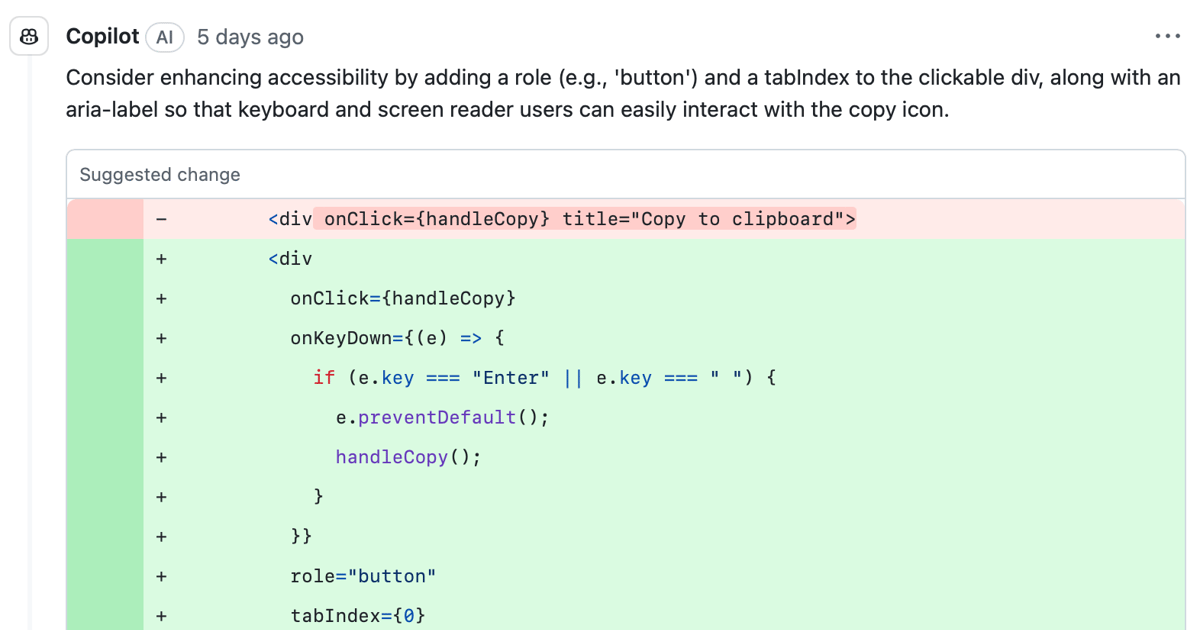 GitHub copilot PR review is useful - Richard Dallaway's Blog